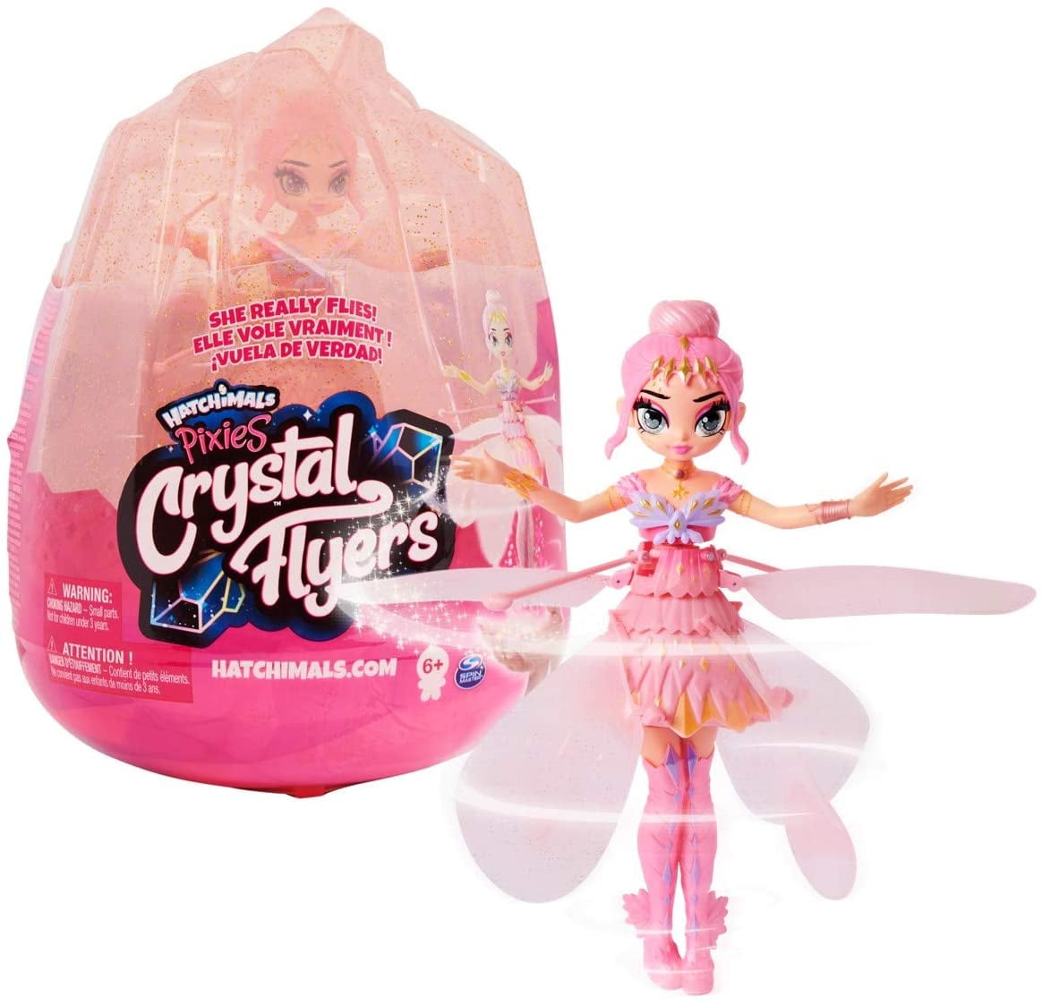 Hatchimals Pixies, Crystal Flyers Pink Magical Flying Pixie Toy, for ...