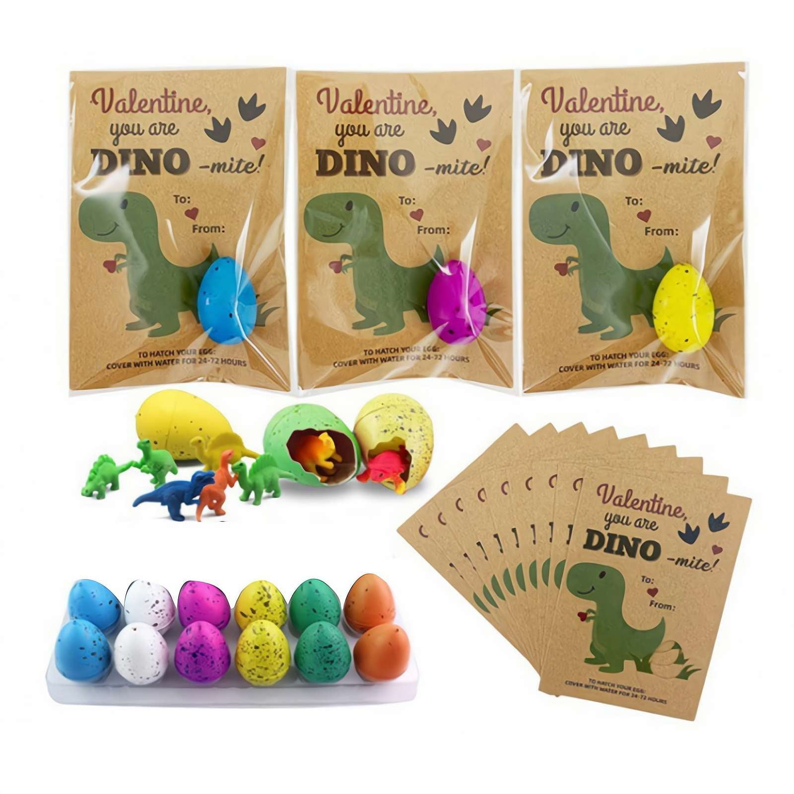 Hatching Dinosaur Eggs Valentines Day Cards for Kids School Classroom ...