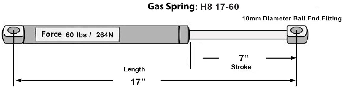 Hatchlift Products Gas Spring 17" x 60 lb Force - Walmart Business Supplies