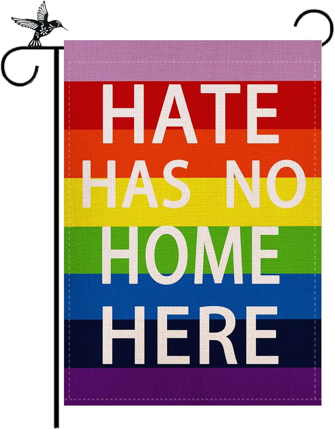 Hate Has No Home Here Garden Flag Double Sided LGBTQ Pride Outside ...