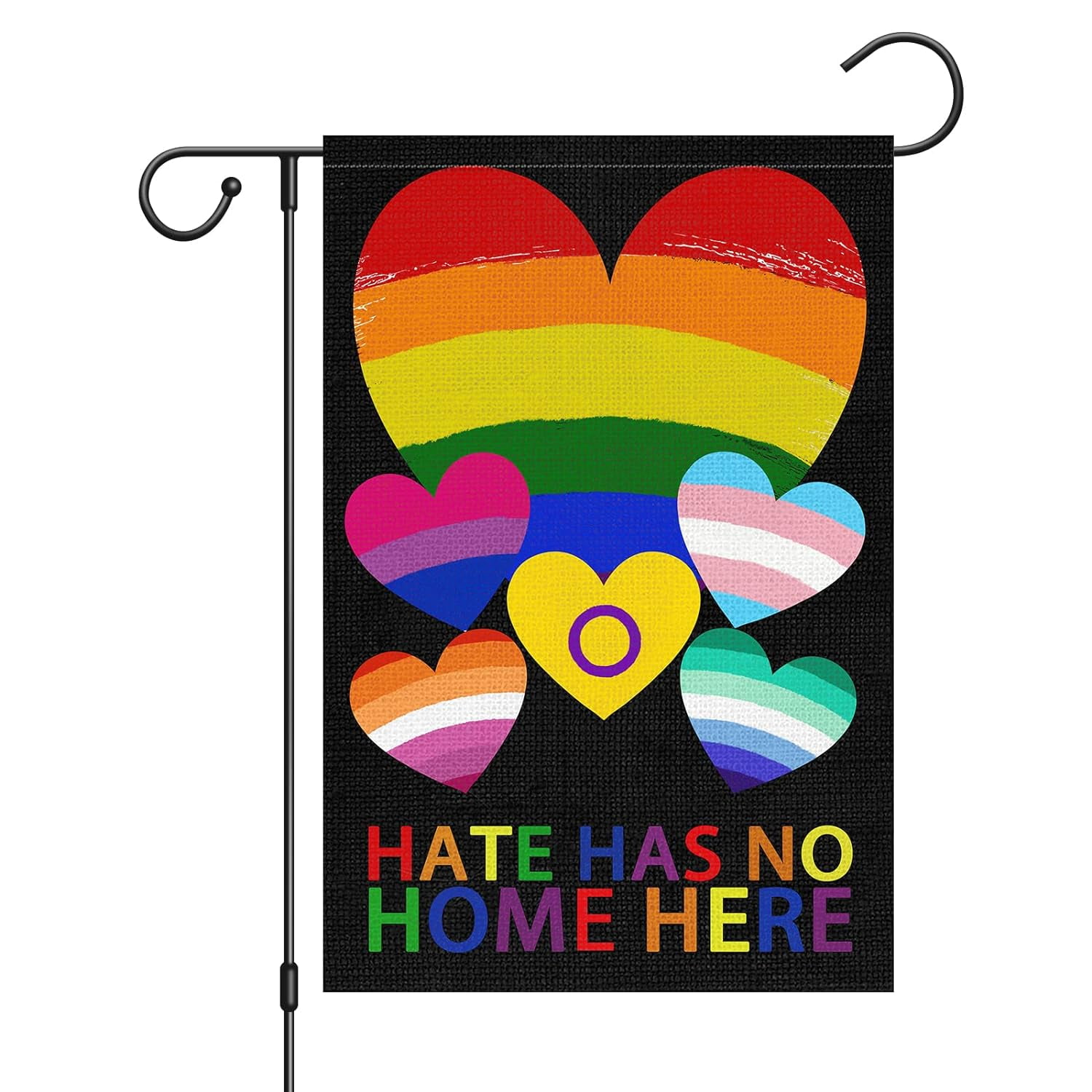 Hate Has No Home Here Rainbow Pride Garden Flag Double Sided Burlap, Small Pride Gay Lesbian ...