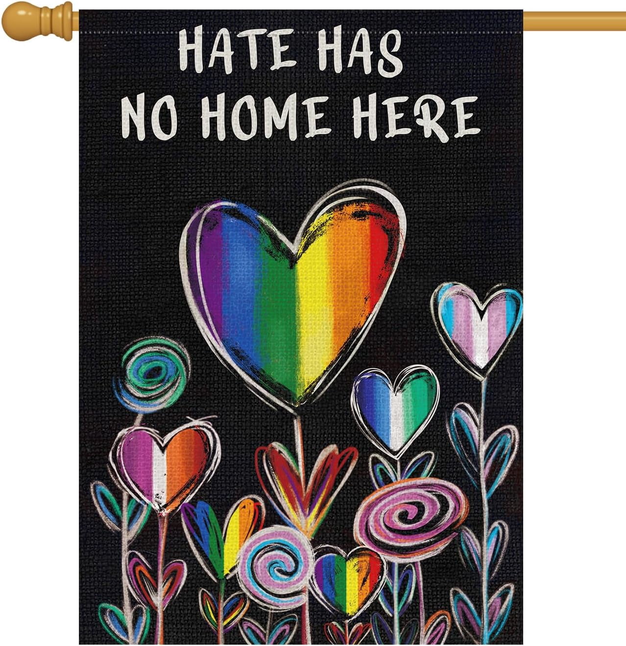 Hate Has No Home Here Pride House Flag 28x40 Double Sided Burlap, Large ...