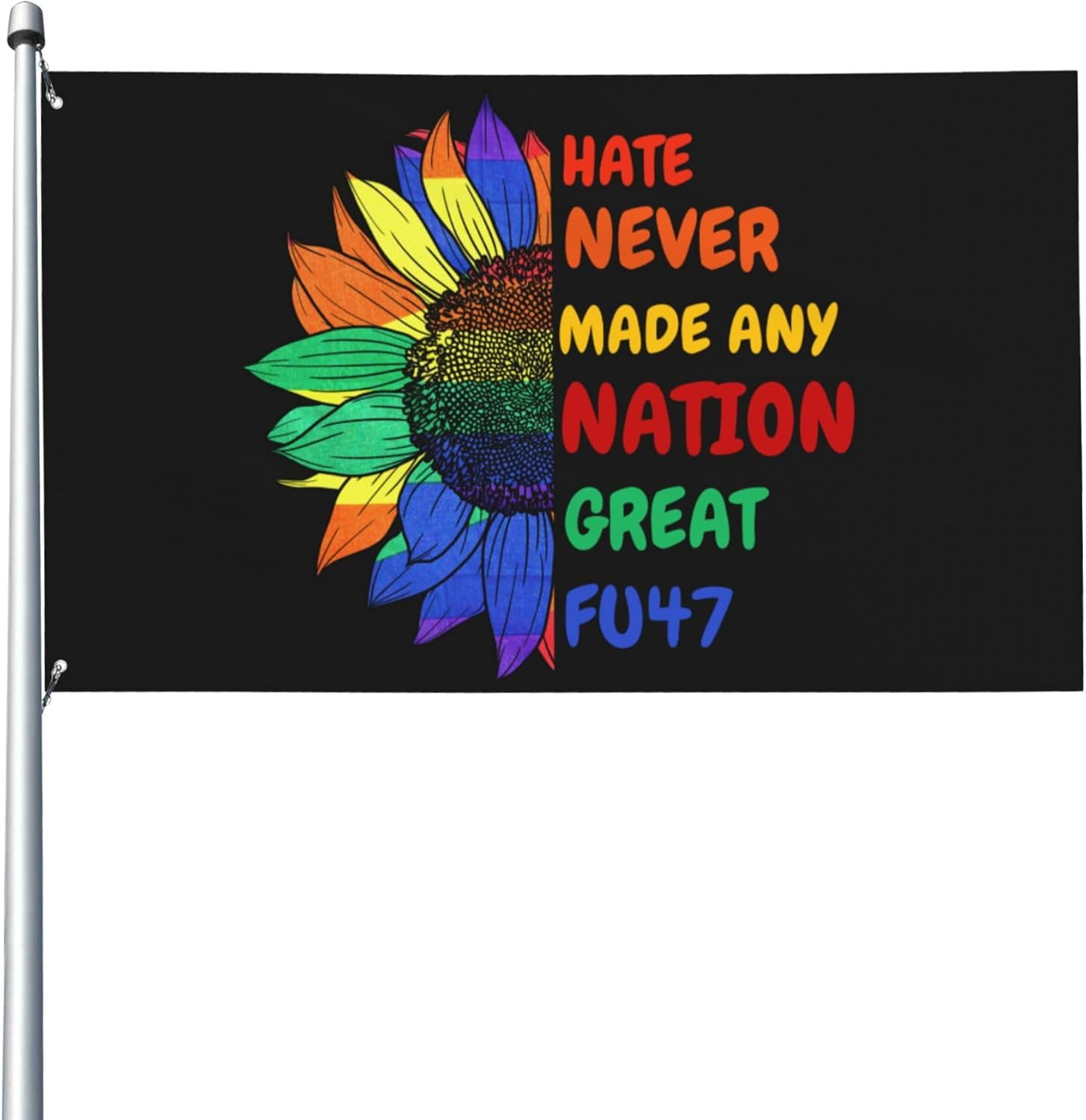 Hate Never Made Any Nat-ion Great Flag A-nt-i trmup Fu47 3x5 Outdoor ...