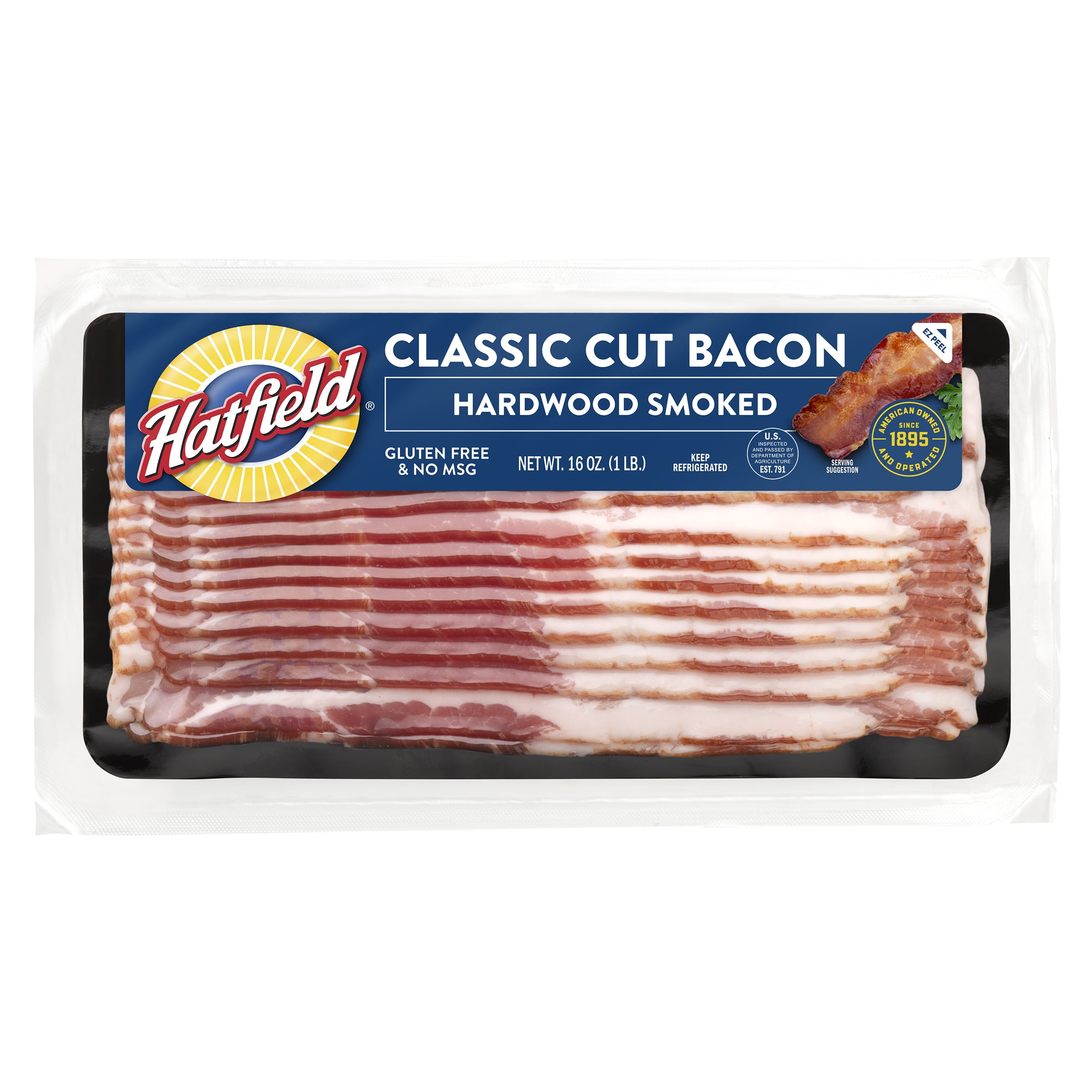 Hatfield Hardwood Smoked Classic Cut All Natural Pork Bacon, 16 oz, No ...