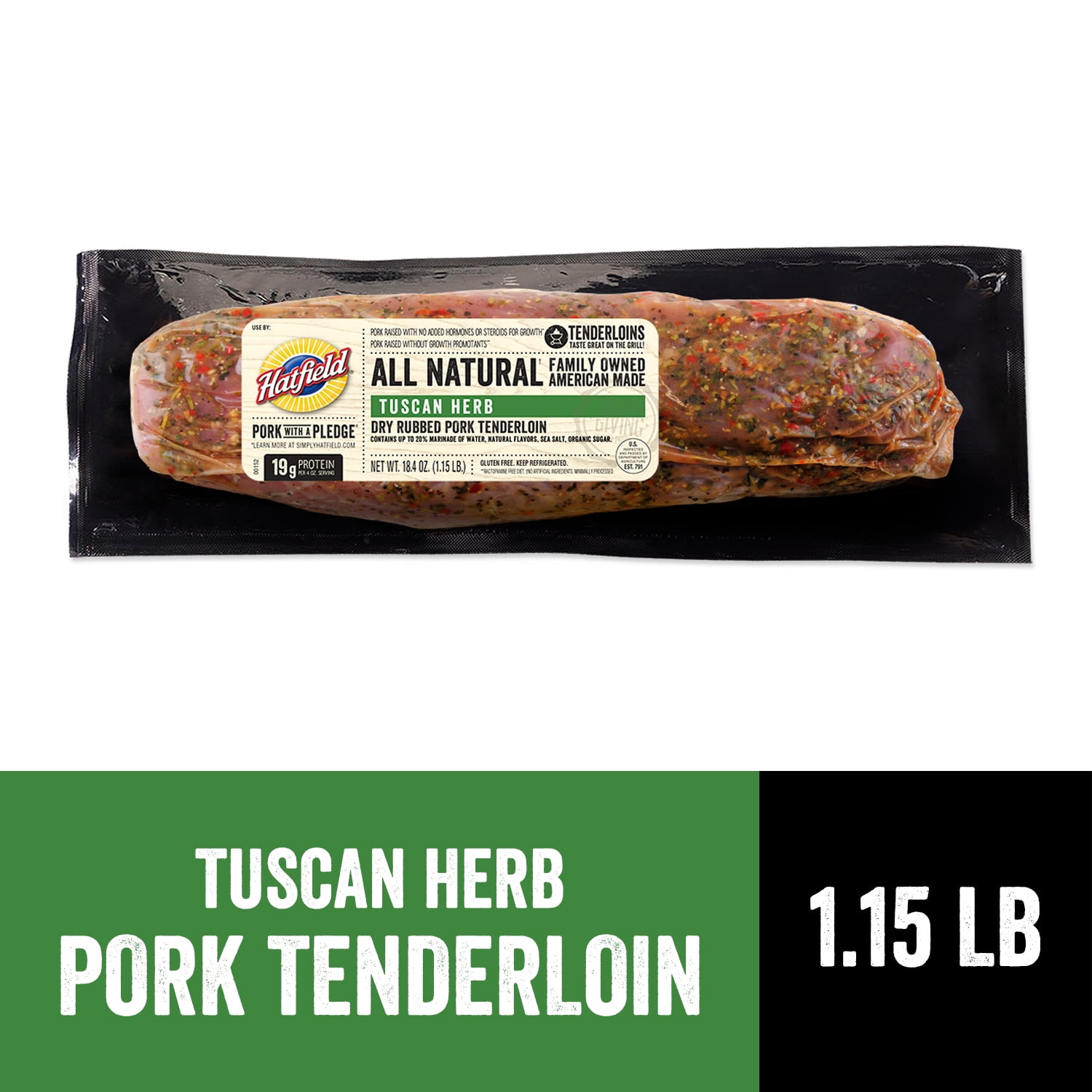 Hatfield, Pork, Uncooked, Tuscan Herb Seasoned Pork Loin Filet 22oz ...