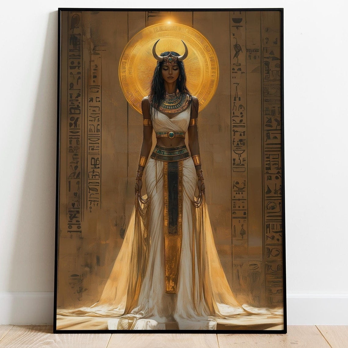 Hathor Poster Art Nouveau Print, Egyptian Goddess Of Love, Music And ...