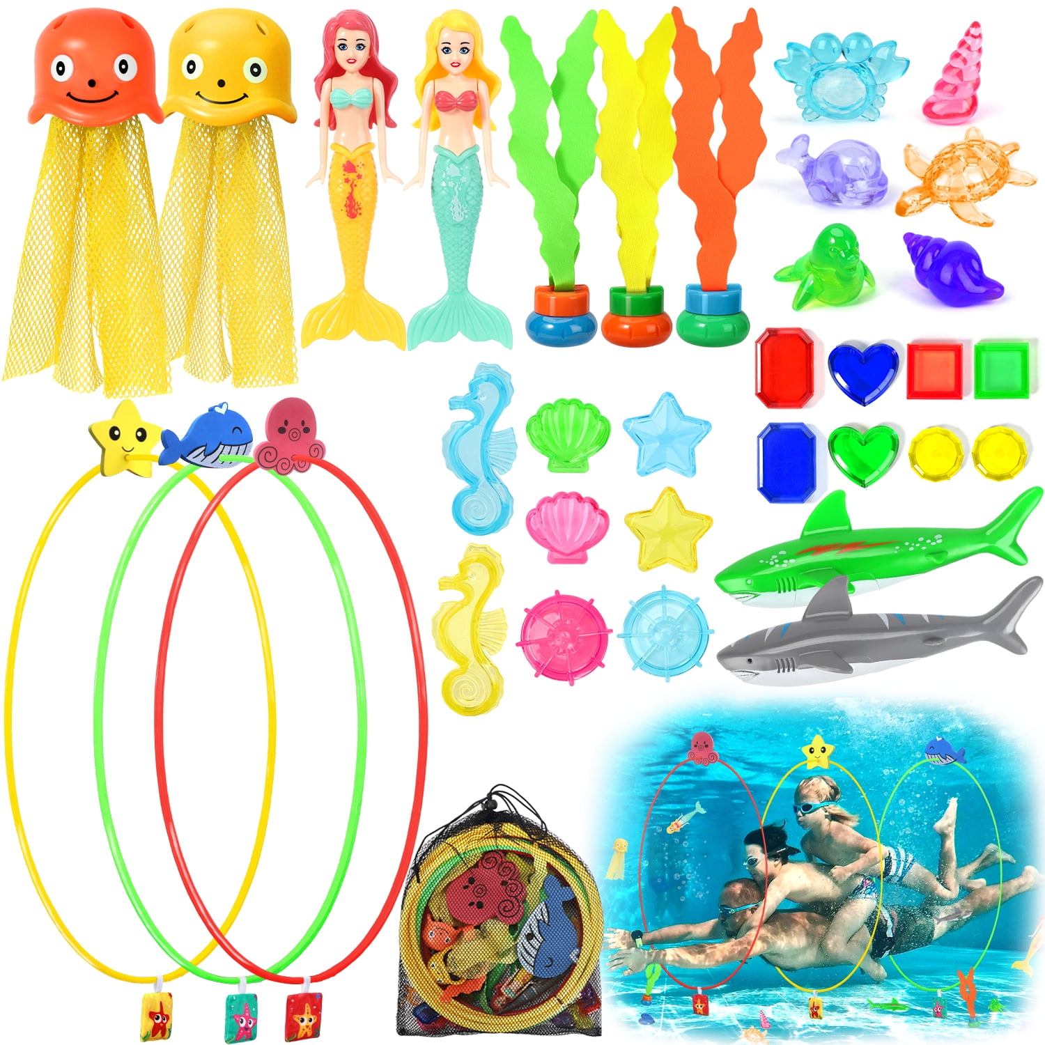 Hatisan 35Pcs Kids Pool Diving Toys Set, Summer Children's Activities ...