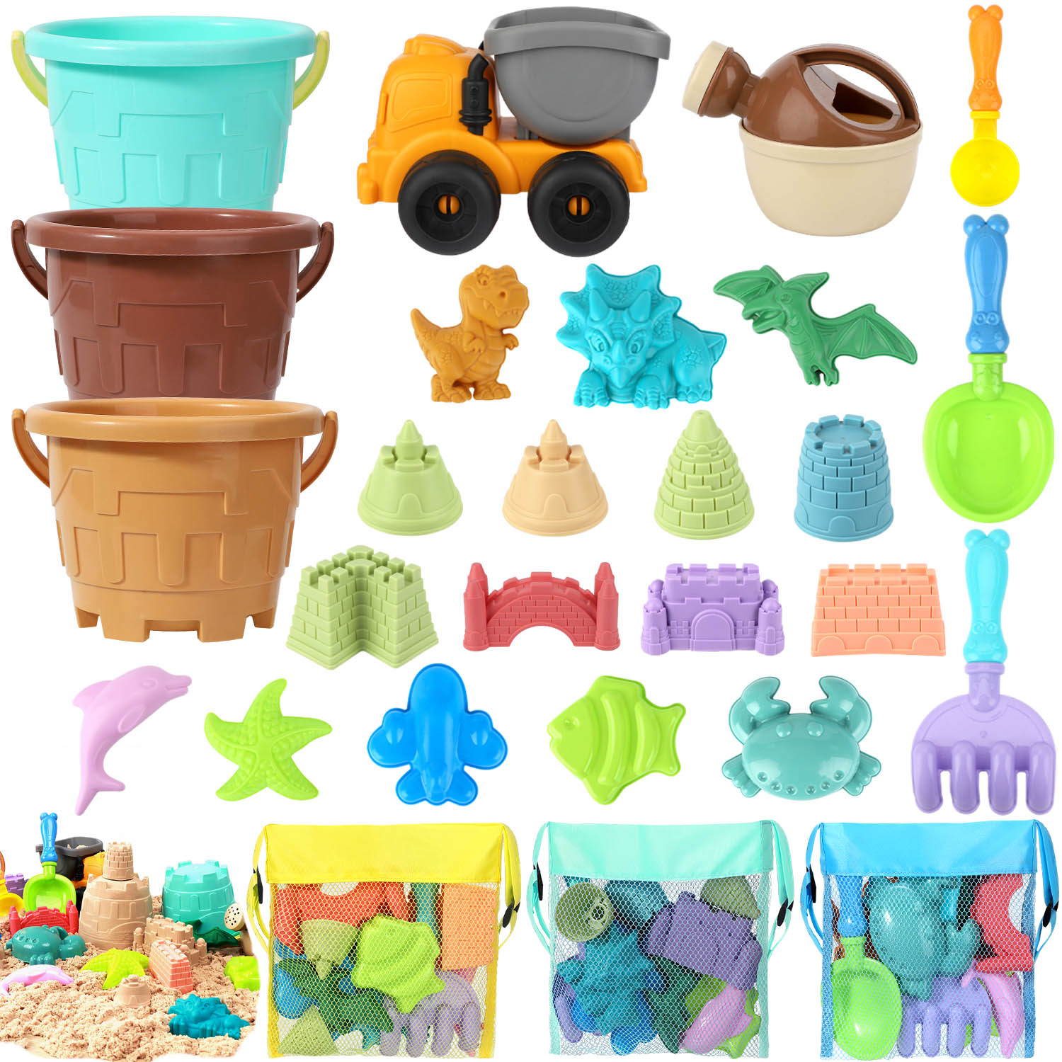 TOY Life Beach Toys for Kids Toddlers, Sand Toys Includes Mesh Beach ...