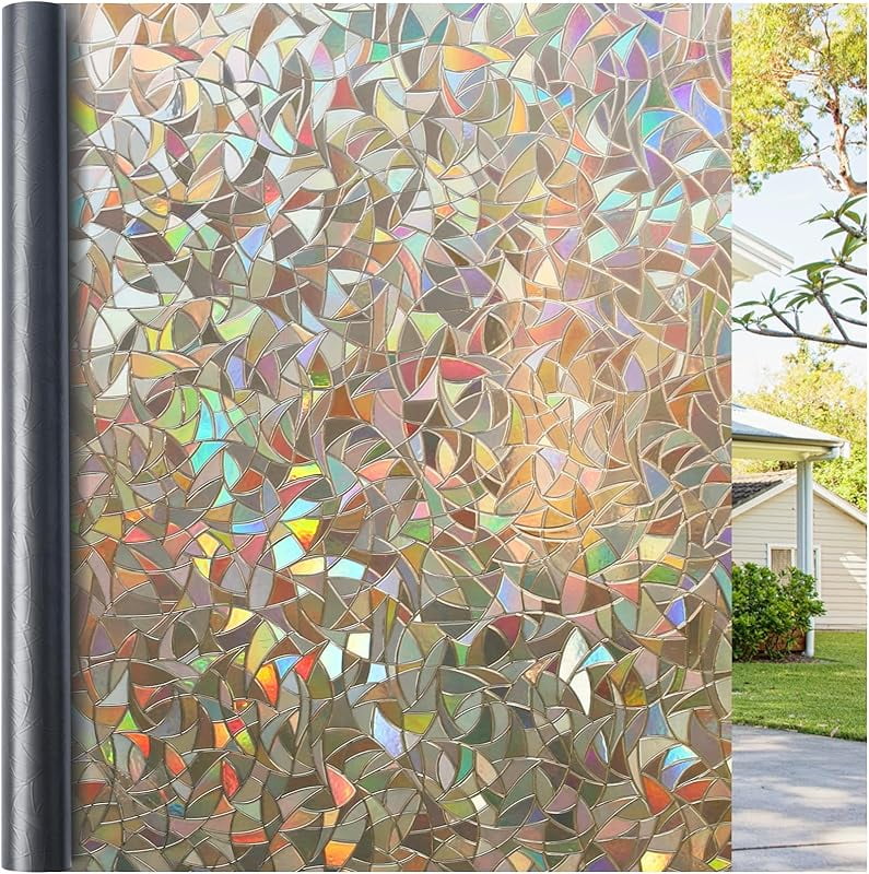 Haton Window Privacy Film, Stained Glass Rainbow Film Decorative Window ...