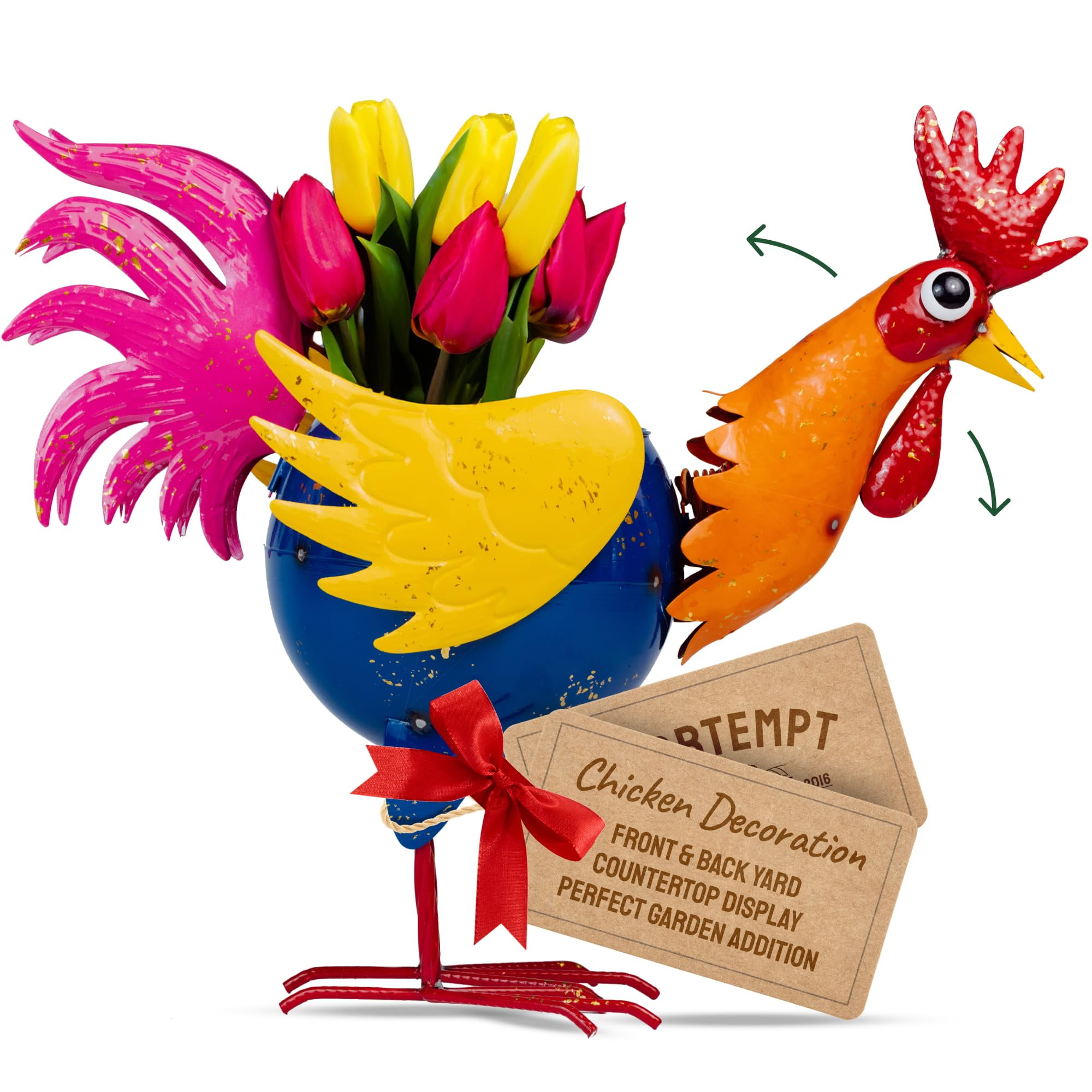 Hatortempt Metal Chicken Decor - Indoor/Outdoor - Chicken Garden Statue ...