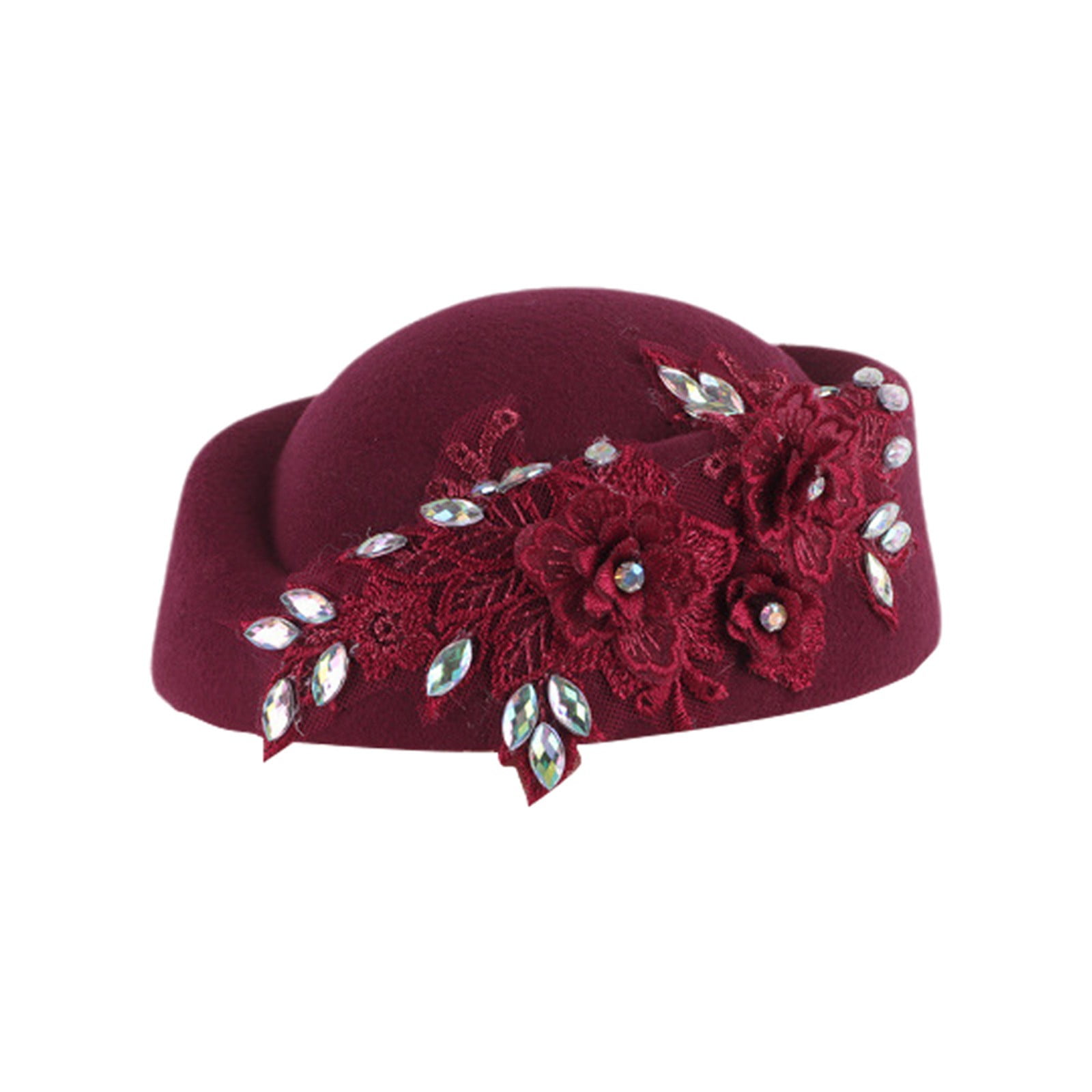 Hats Beret Hats For Women Church Flower Applique Pillbox Fascinator Tea ...