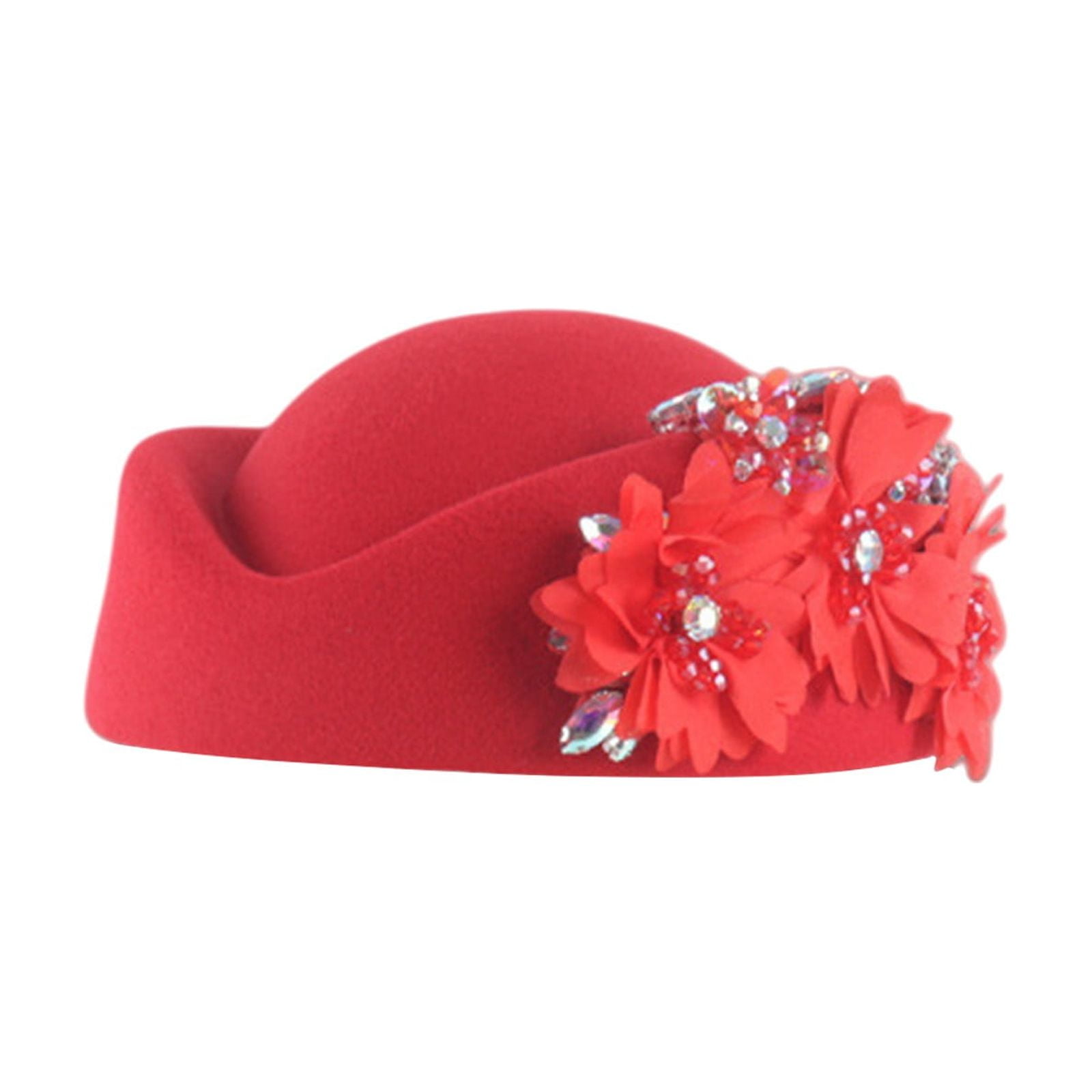 Hats Beret Hats For Women Church Flower Applique Pillbox Fascinator Tea ...