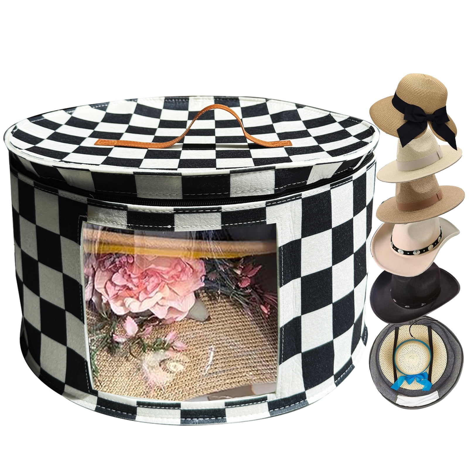 Hats Boxes for Women Storage Travel Organizer with Handles for Closet ...