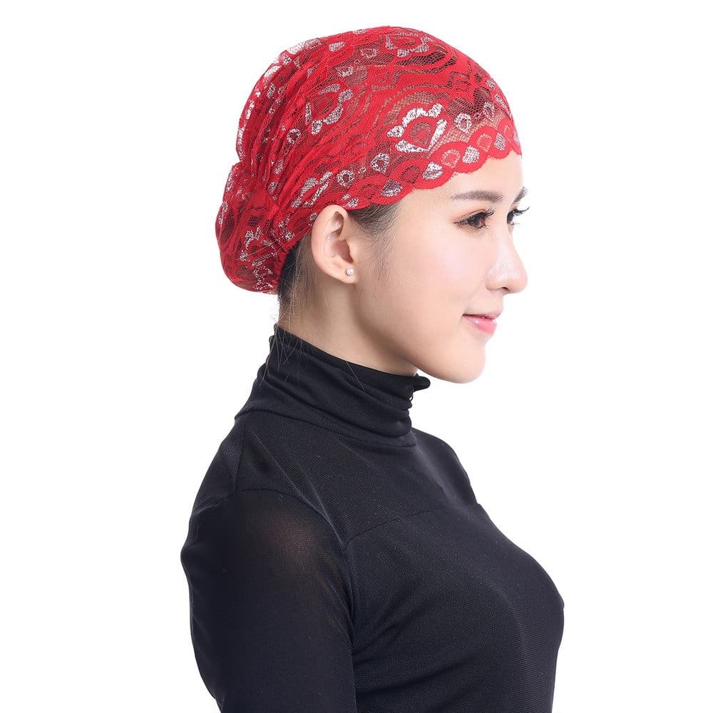 Hats For Womens Stretch Lace Turban Chemo Caps Hair Loss Head Scarf ...