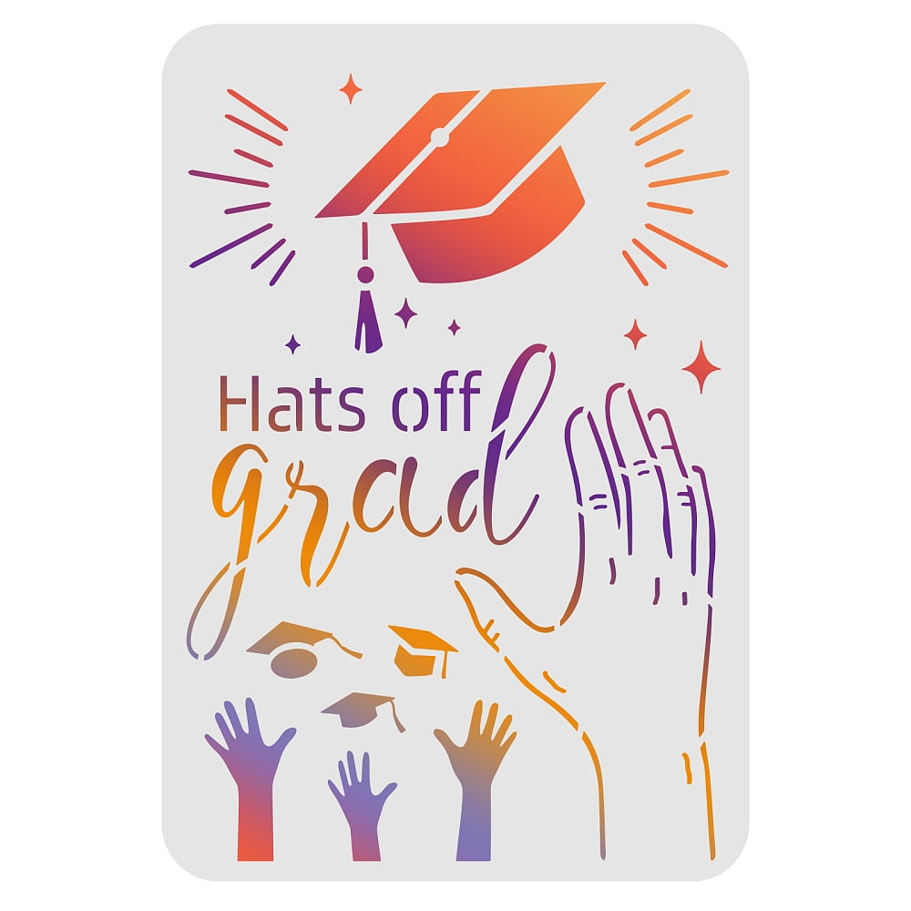 Hats Off Grad Stencil Template Reusable Stencil 11.6x8.3 Inch ...