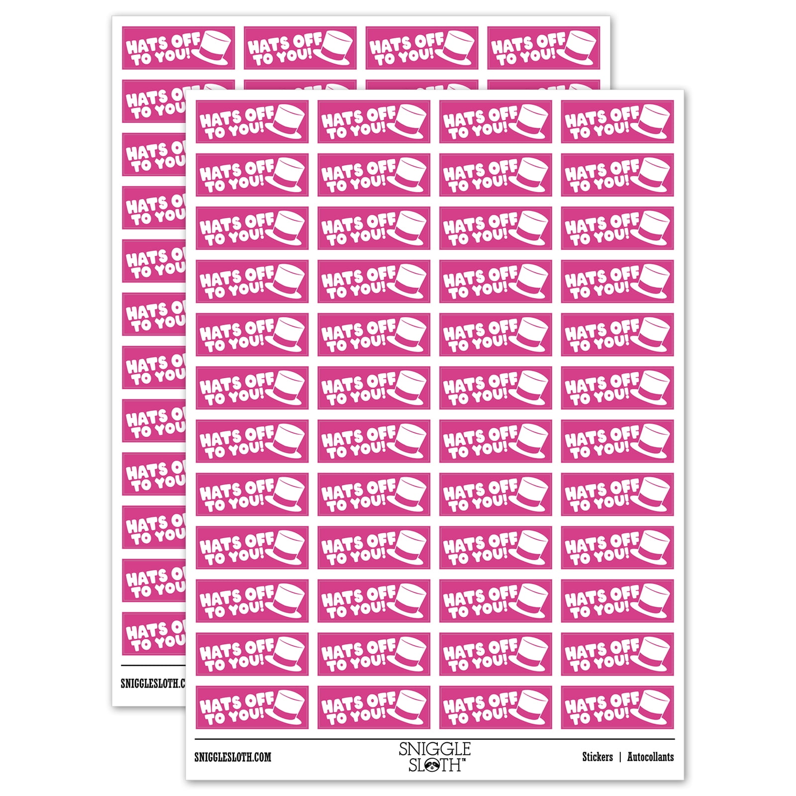 Hats Off to You Teacher Student School Sticker Set - Hot Pink - Gloss ...