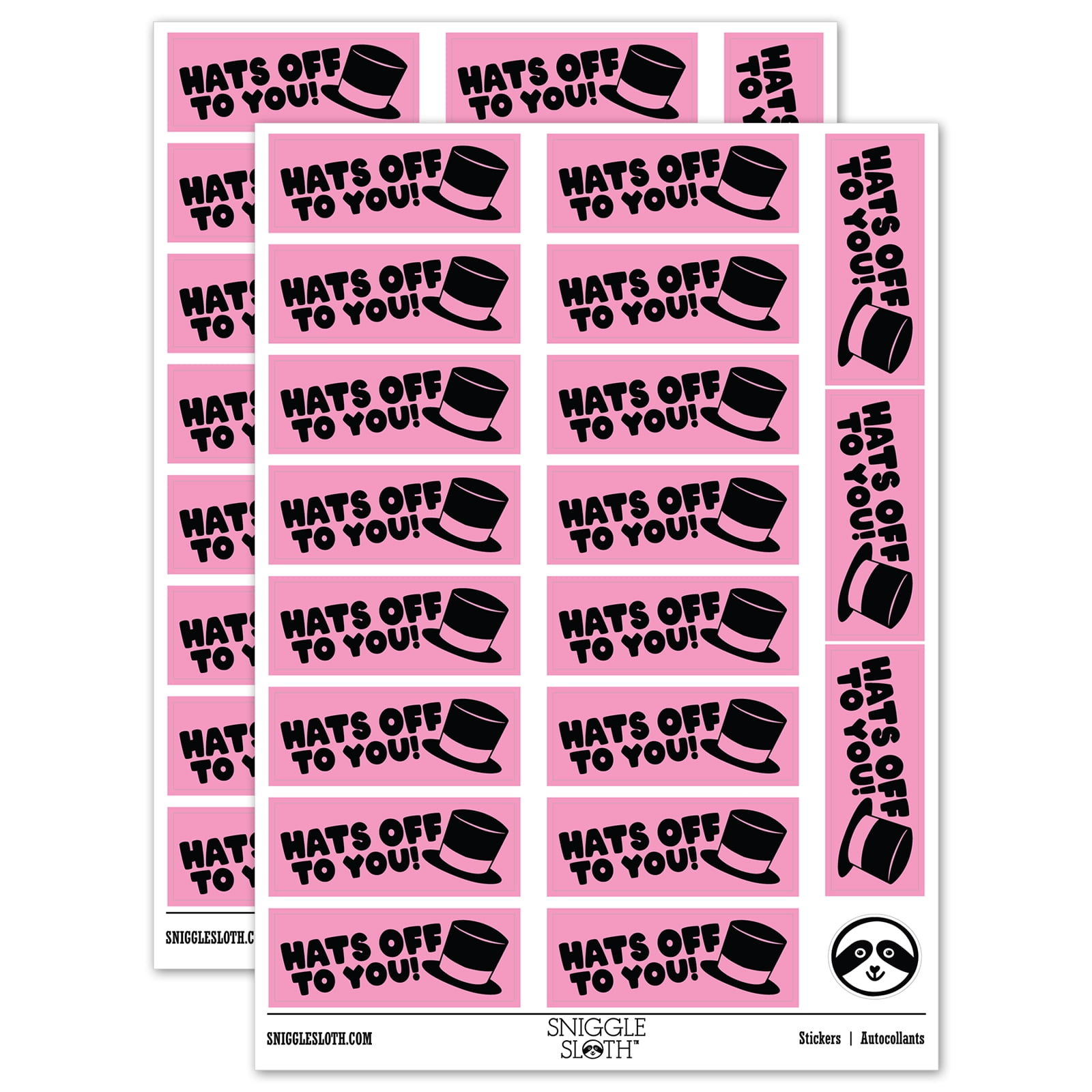 Hats Off to You Teacher Student School Sticker Set - Light Pink - Matte ...