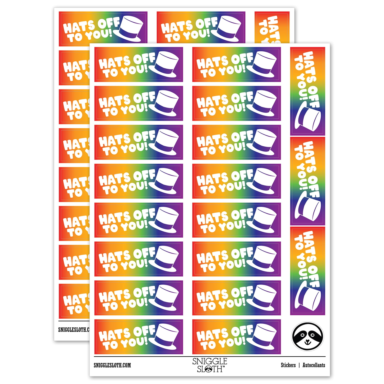 Hats Off to You Teacher Student School Sticker Set - Rainbow - Matte ...