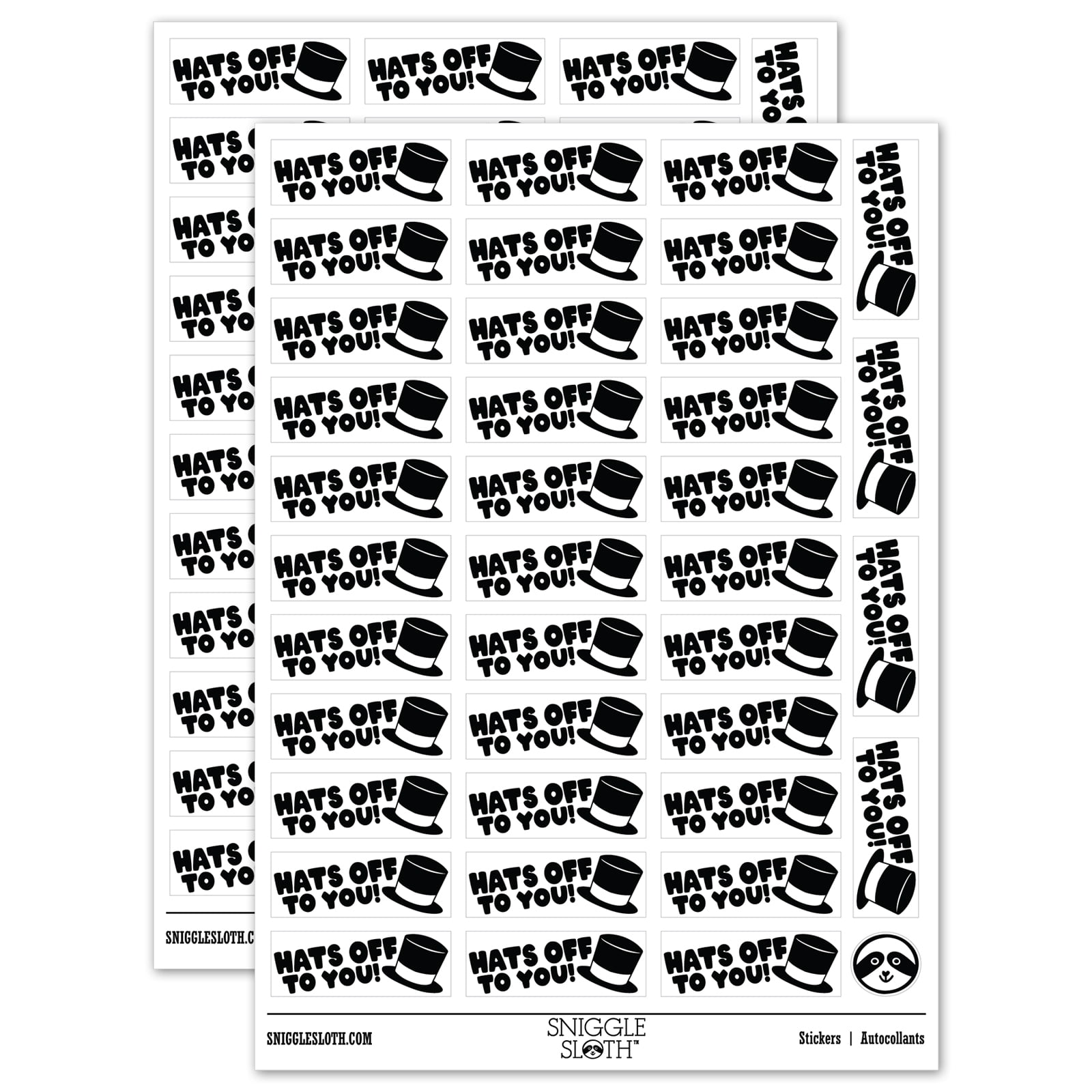 Hats Off to You Teacher Student School Sticker Set - White - Gloss ...