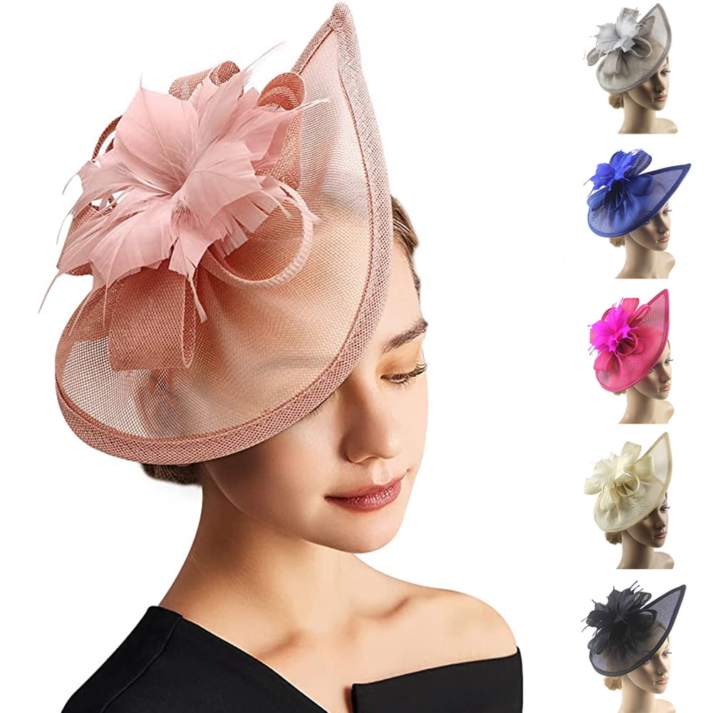 Hats for Women - Fascinators Hat Flower Mesh Ribbons Feathers on a ...