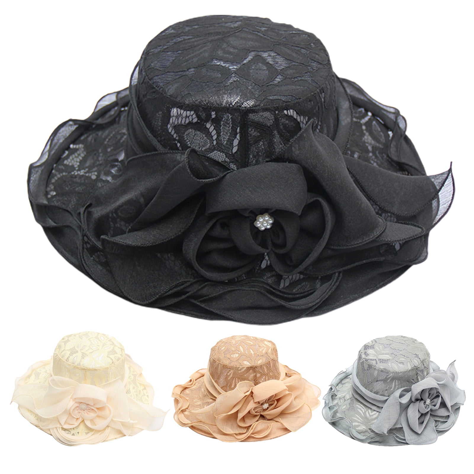 Hats for Women - Church Dress Hat Church Cap Lace Flower Temperament ...