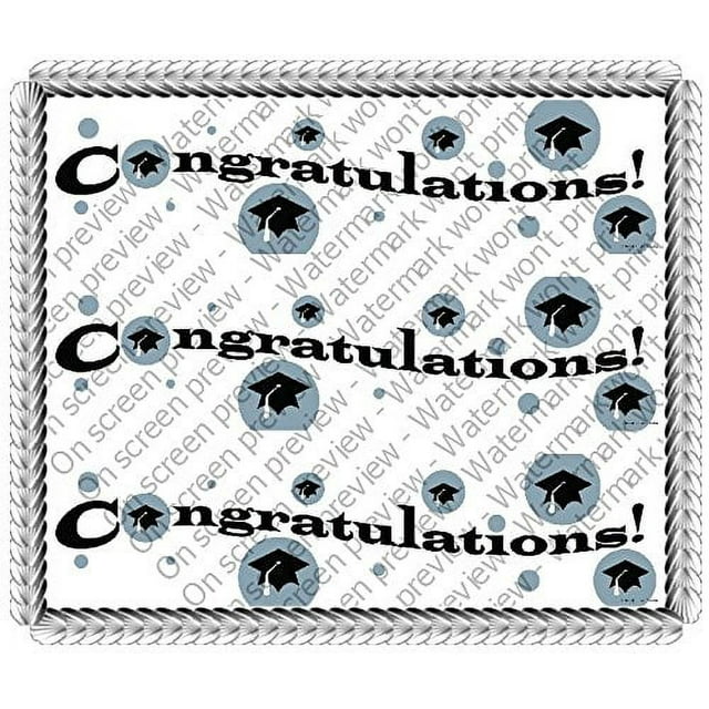 Hats of Grad Graduation Celebration Cake Borders Designer Prints Edible ...