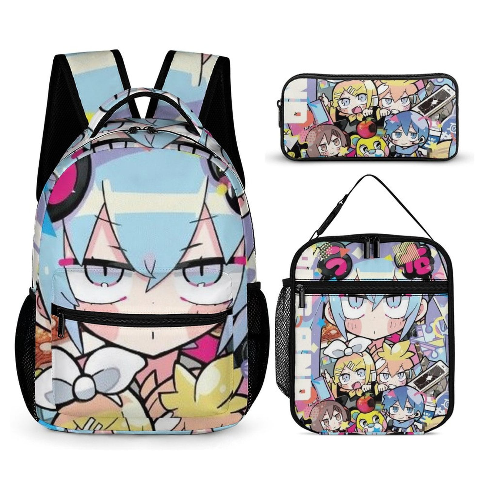 Hatsune Miku Animation 3 Piece Backpack Set Anime Casual Daypack with ...