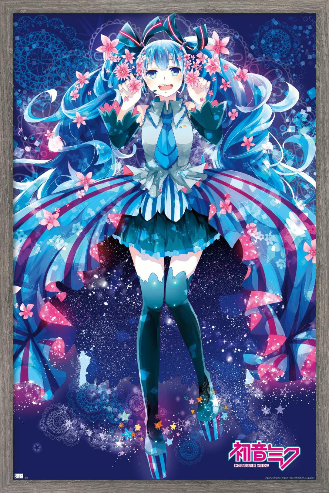Hatsune Miku - Flowers Wall Poster, 22.375" x 34", Framed - Walmart.com
