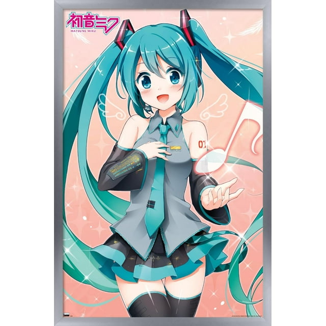 Hatsune Miku - Music Note Wall Poster, 14.725" x 22.375", Framed ...