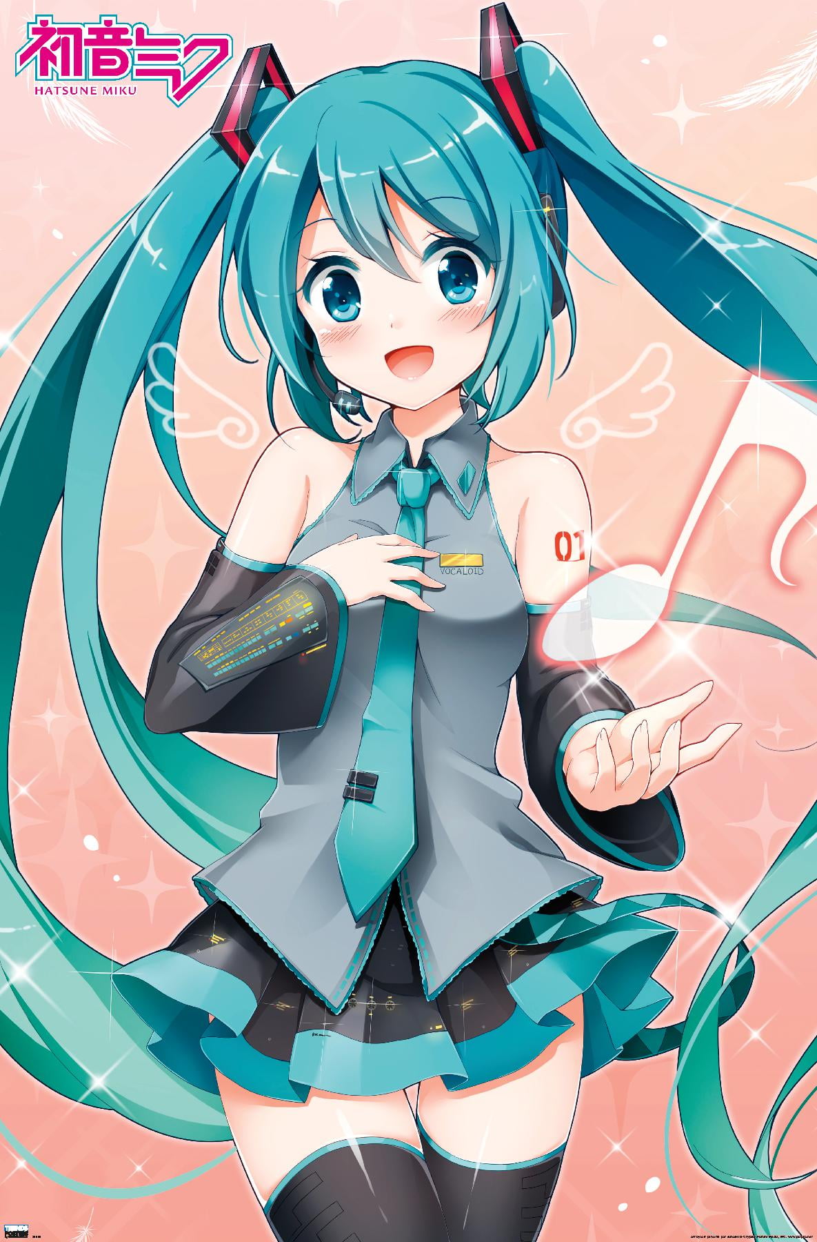 Hatsune Miku - Music Note Wall Poster, 14.725" x 22.375" - Walmart.com