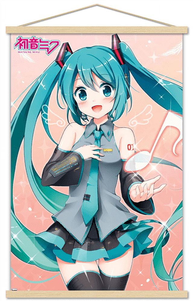 Hatsune Miku - Music Note Wall Poster with Magnetic Frame, 22.375" x 34 ...