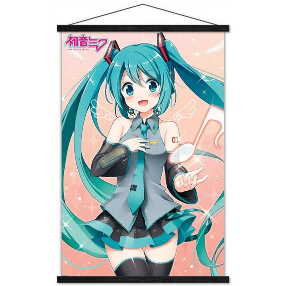 Hatsune Miku - Music Note Wall Poster with Magnetic Frame, 22.375" x 34 ...