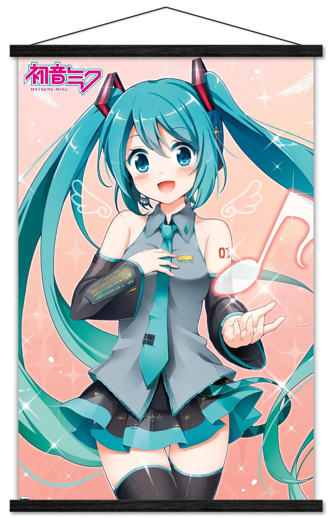 Hatsune Miku - Music Note Wall Poster with Wooden Magnetic Frame, 22. ...