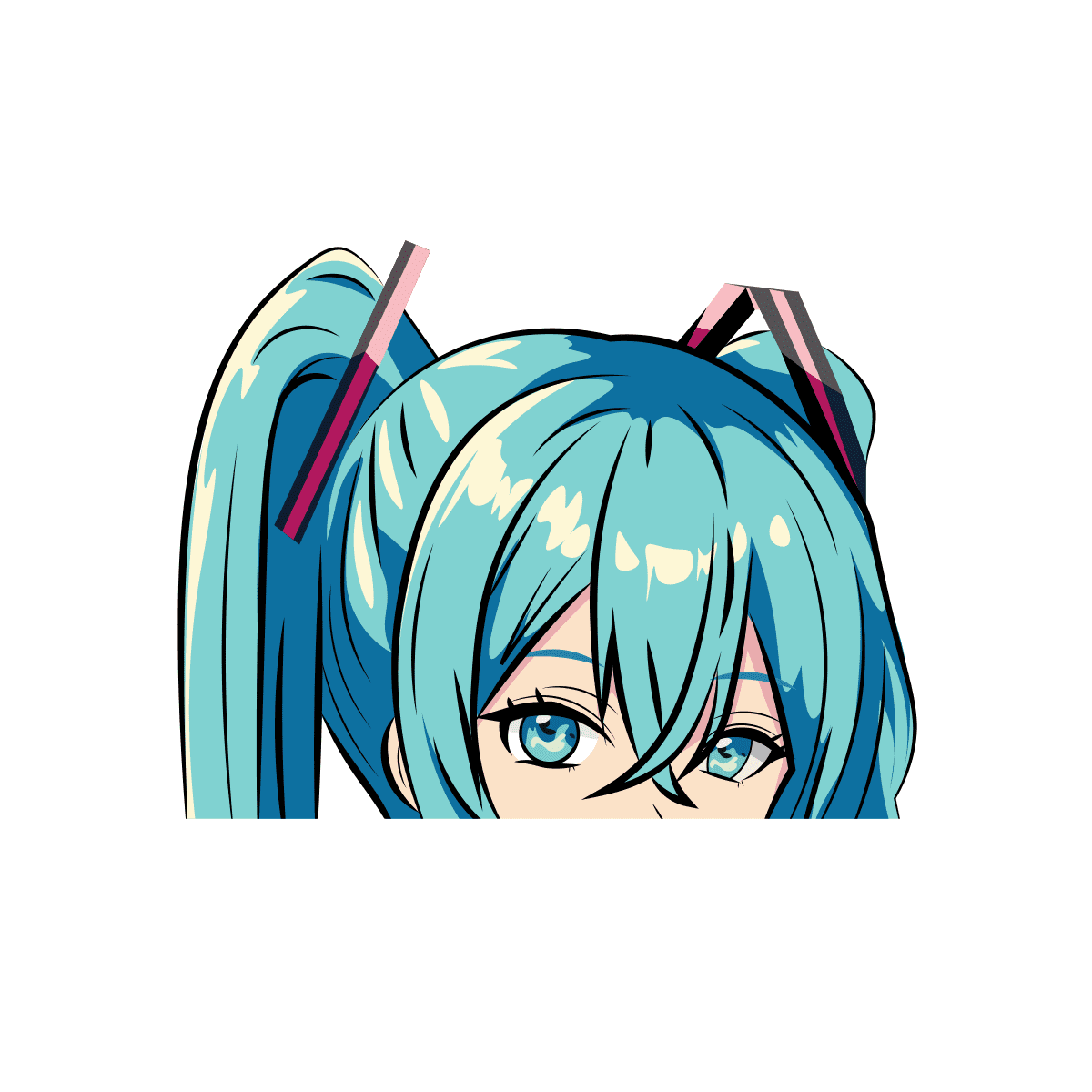 Hatsune Miku Peeker Sticker – Cute Anime Car Decal | Vocaloid Window ...