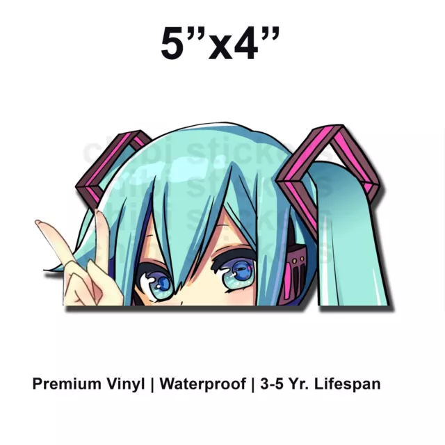 Hatsune Miku Vinyl Sticker Waterproof Decal Anime Girl Peace Sign Chibi ...