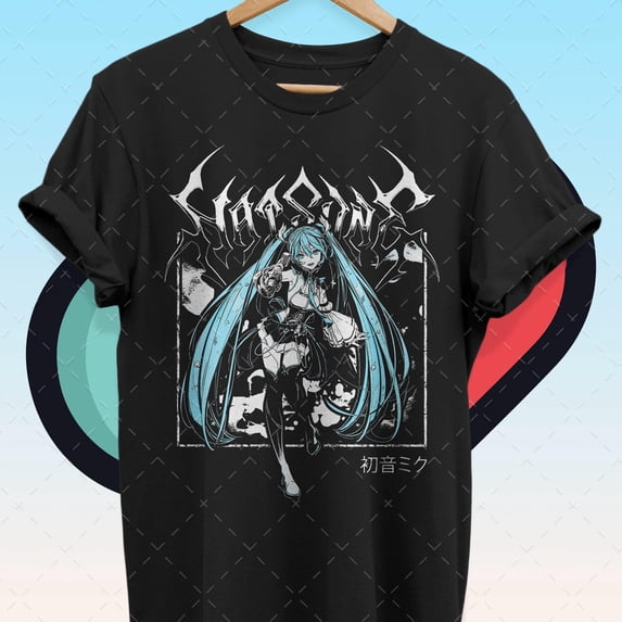 Hatsune Miku Vocaloid Tee, Anime Graphic, Dead Metal Style Design Merch ...