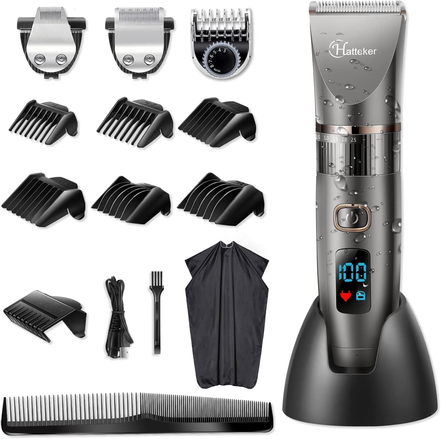 Hatteker Beard Trimmer for Men Professional Hair Clipper Hair Trimmer ...