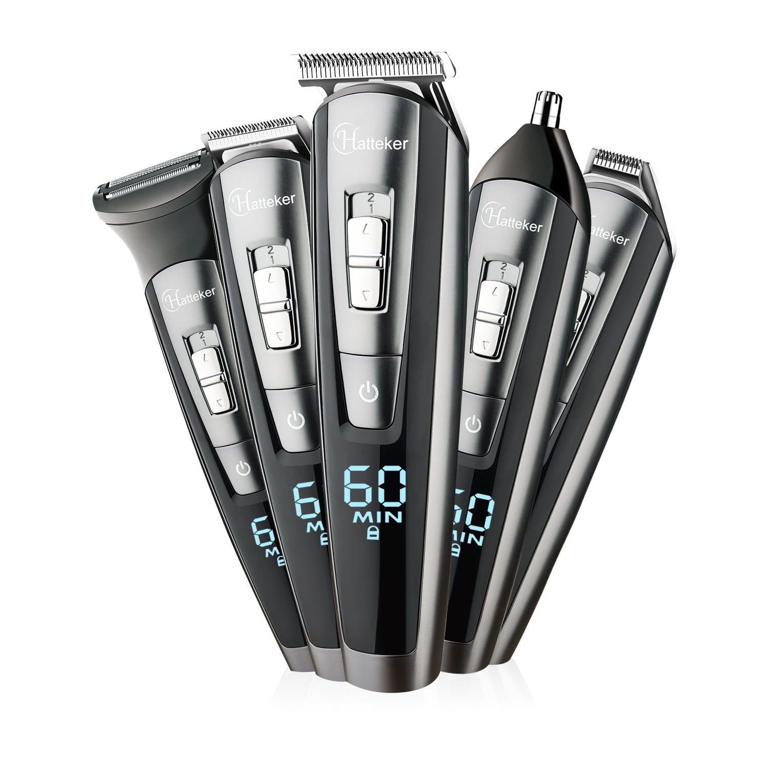 Hatteker 5-in-1 Beard/Hair Trimmer Kit, Cordless, Waterproof, USB ...