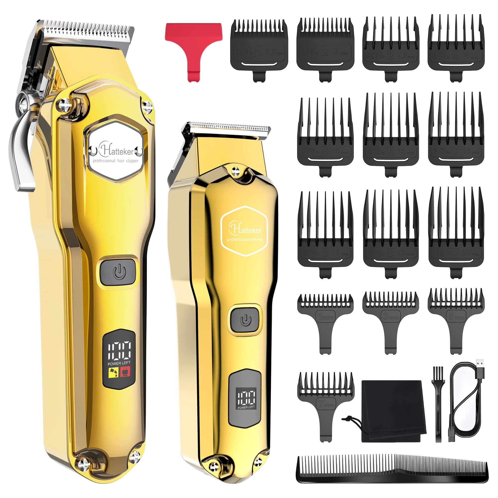 Hatteker Hair Clipper & Trimmer Set for Men IPX7 Waterproof Cordless ...