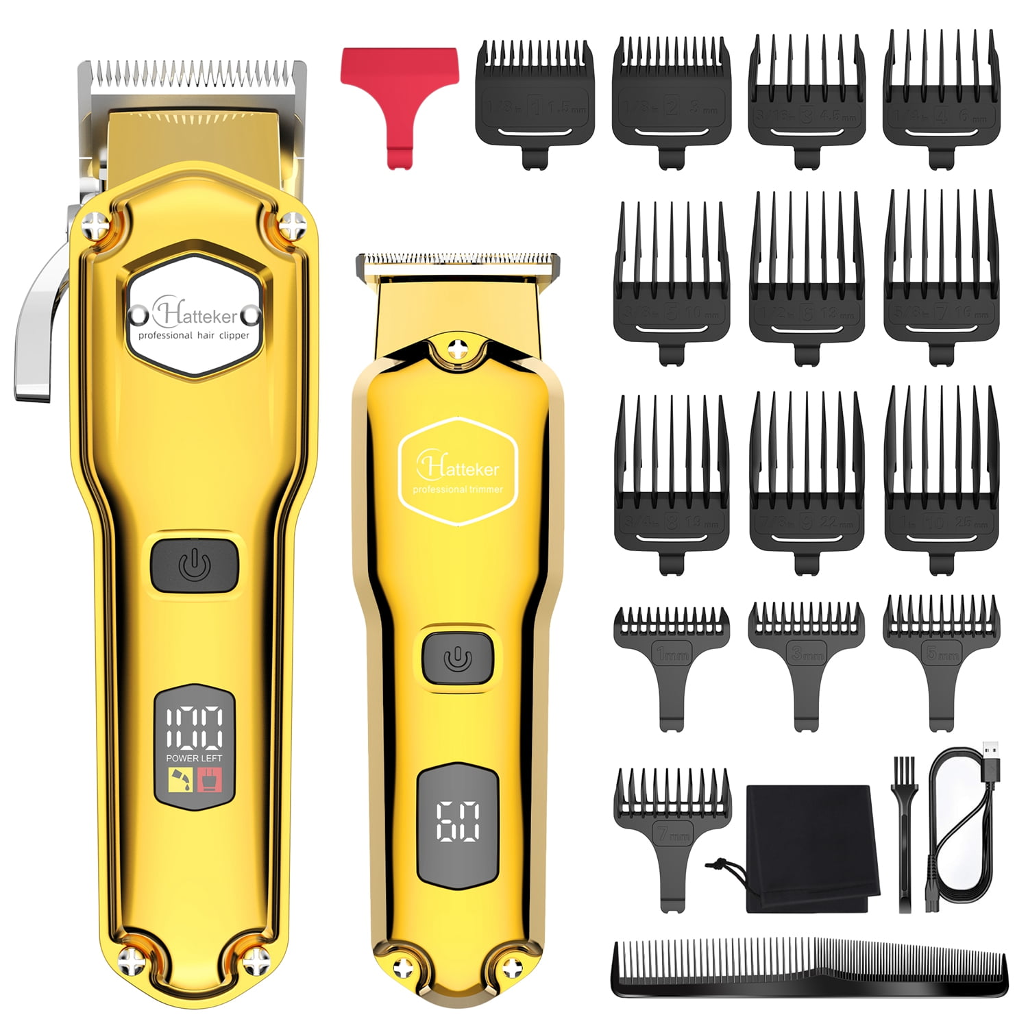 Hatteker Men's Waterproof Beard Trimmer & Hair Clipper Set, Cordless ...