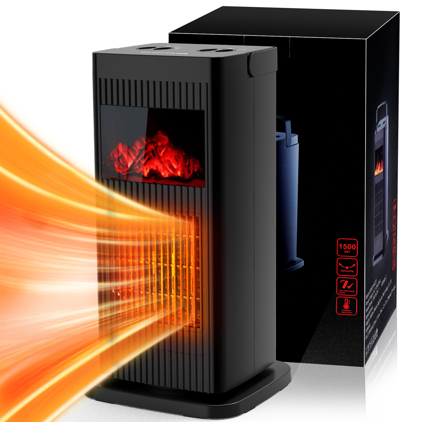 Hattyroom 1500W Space Heater for Office Bedroom Kitchen Bathroom with ...