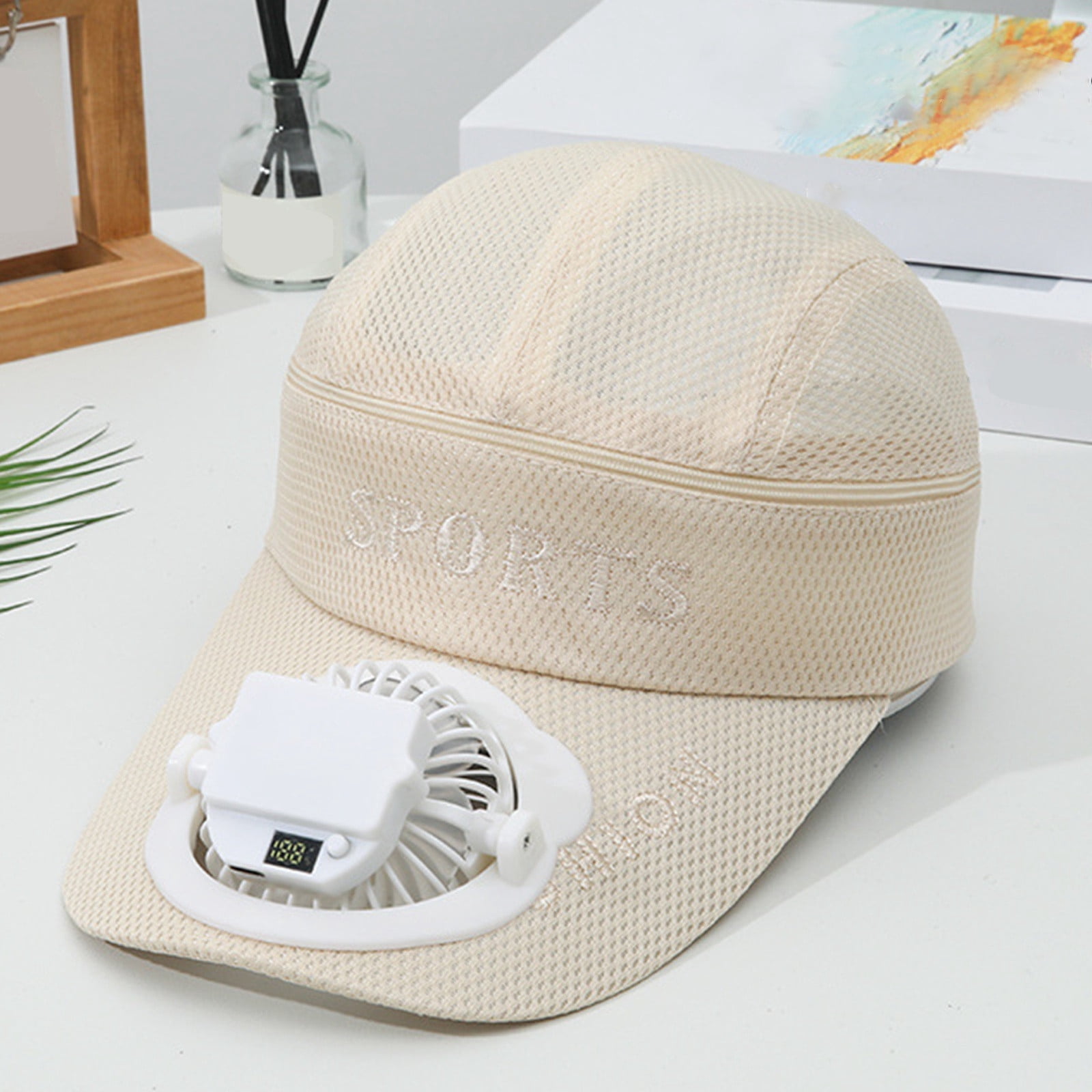 Hauaitttt Baseball Cap Built In USB Solar Fan Power Supply Men Women's ...