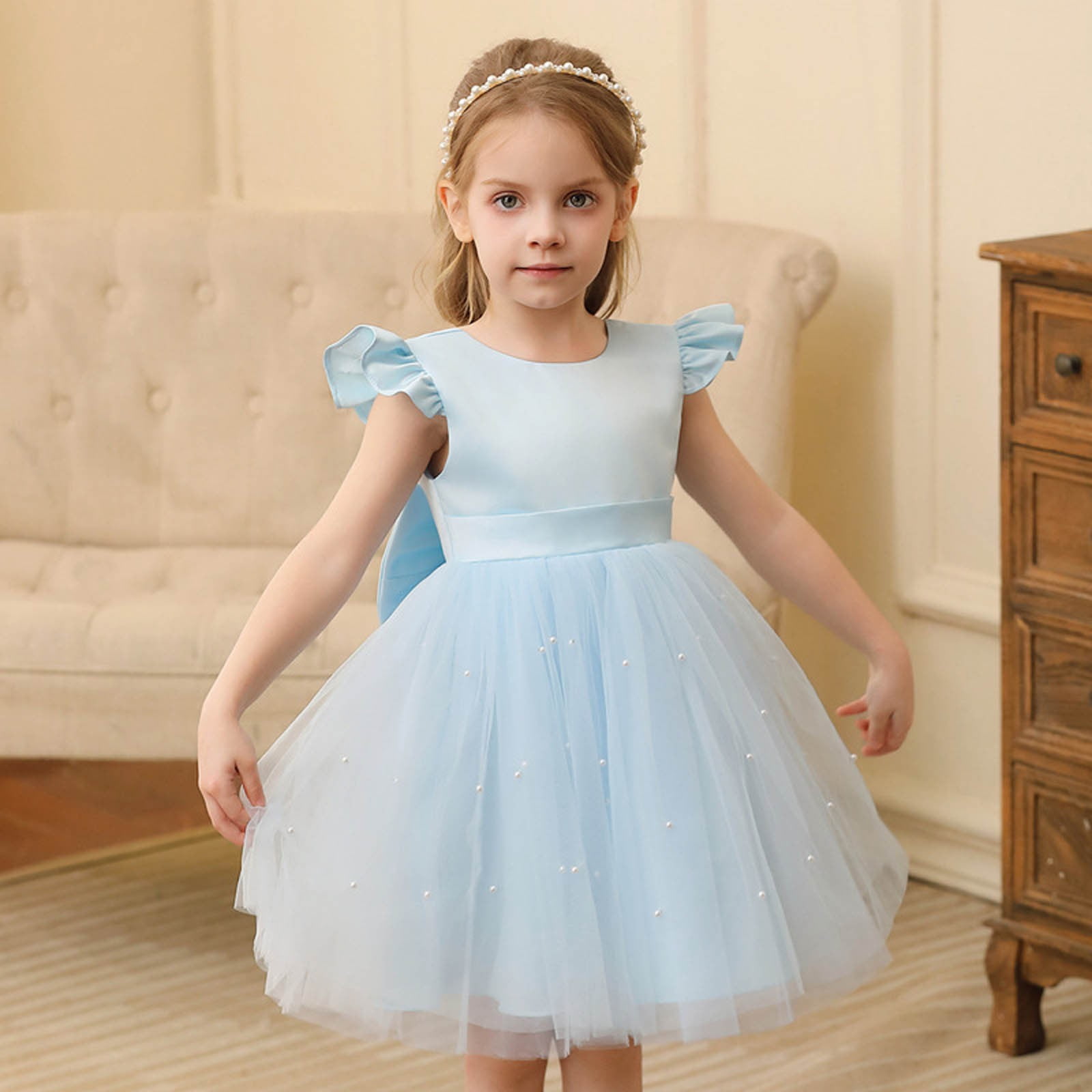 Hauaitttt Children's Mesh Dress Dress Stylish Little Girl Dress Girl ...