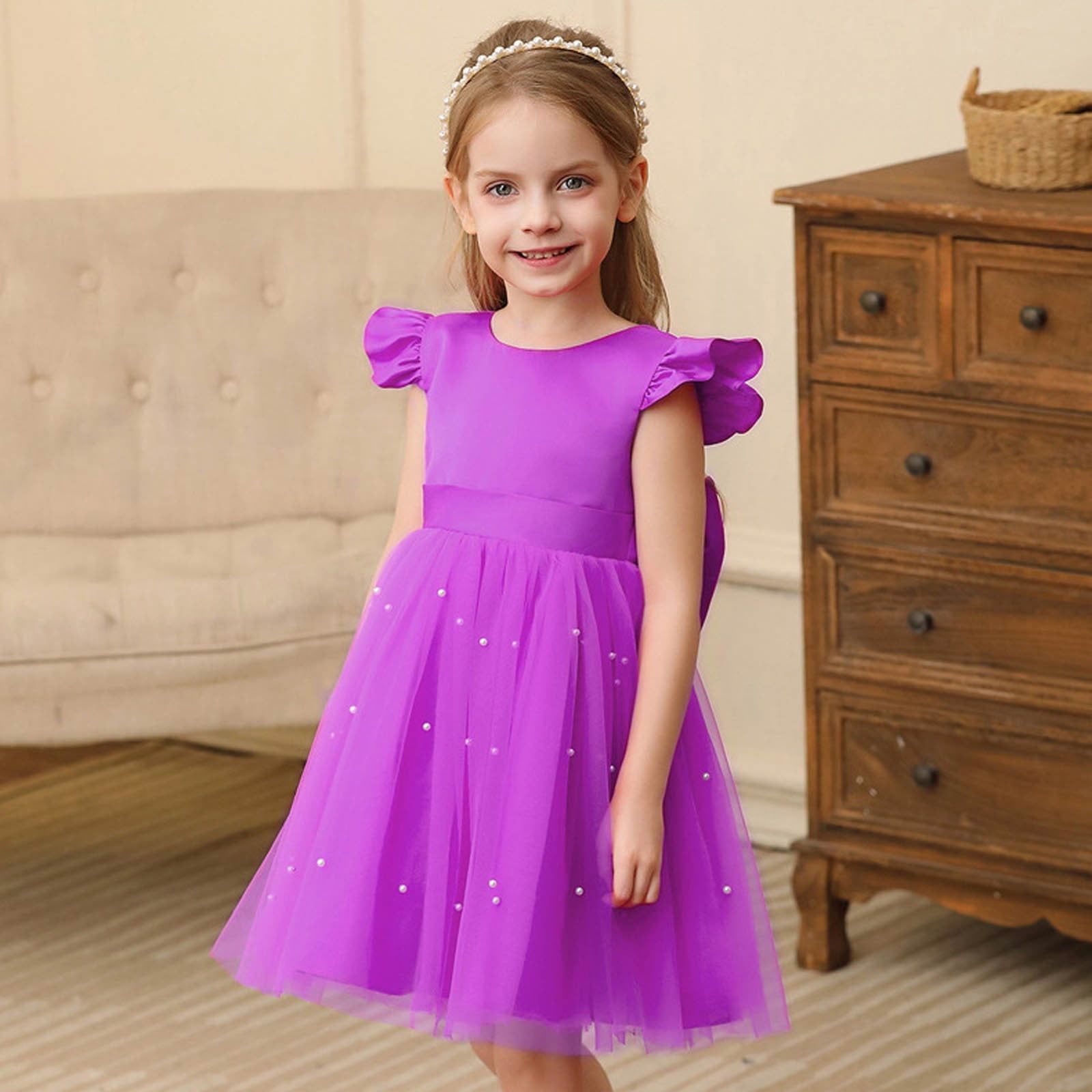 Hauaitttt Children's Mesh Dress Dress Stylish Little Girl Dress Girl ...