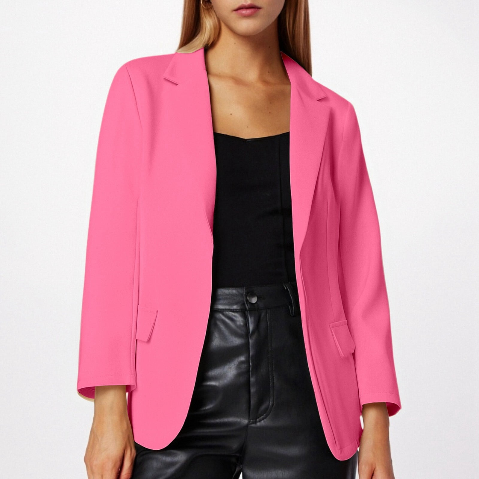 Hauaitttt Elegant Pure Color Long Sleeve Open Cardigan Women's plus ...