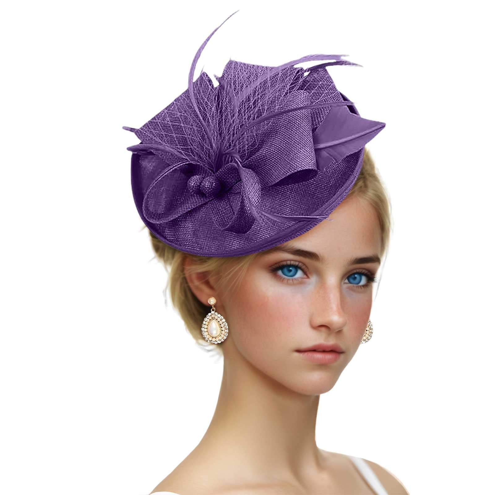 Hauaitttt Fascinators Hats for Women Vintage Tea Party Attire Outfit ...