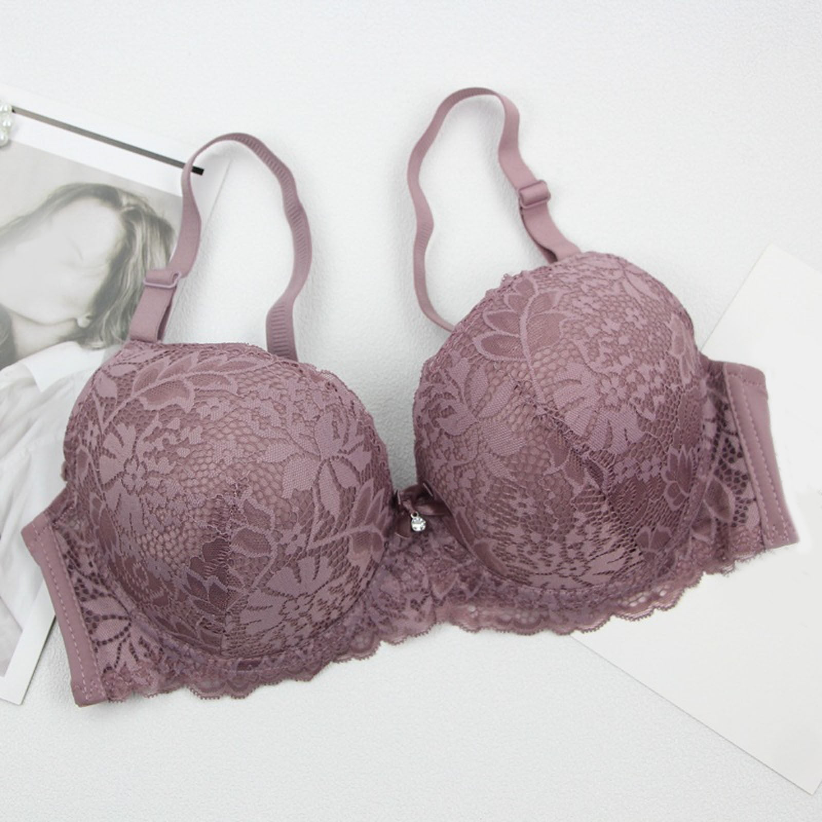 Hauaitttt Fashion Female Sexy Lace Printed Coloured Bra Elastic ...