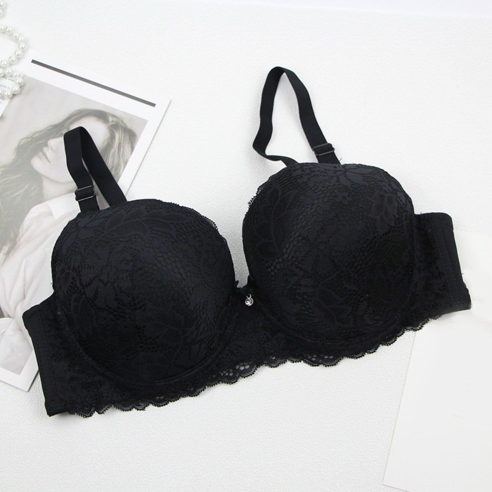 Hauaitttt Fashion Female Sexy Lace Printed Coloured Bra Elastic ...