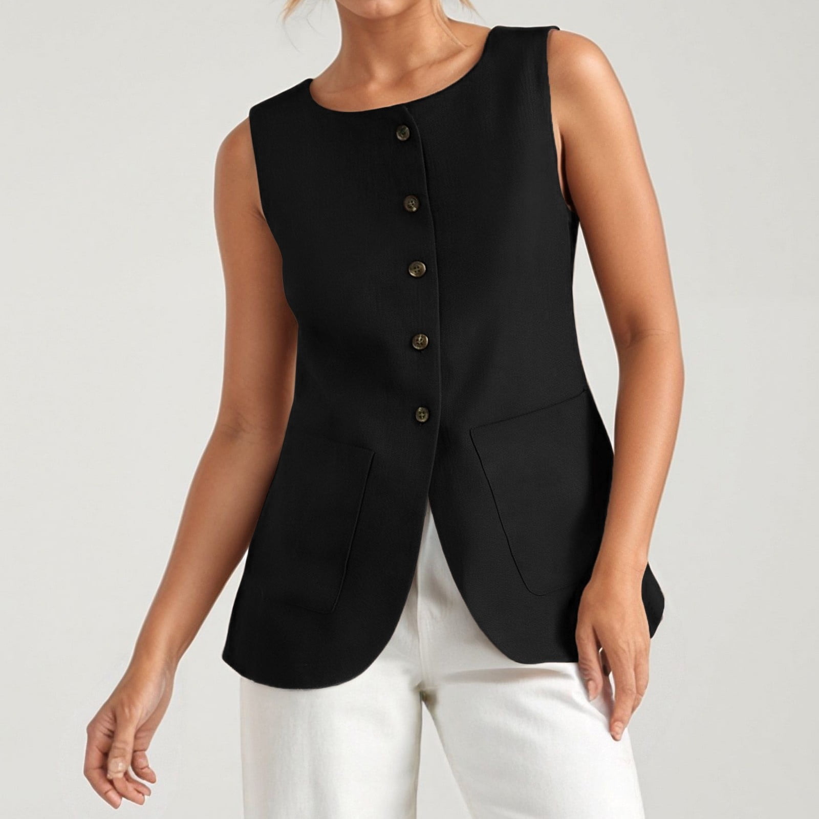 Hauaitttt French Style Women's Summer Pure Square Neck Sleeveless Vest ...