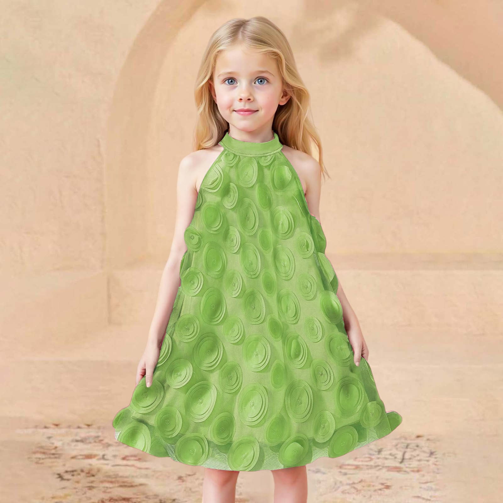 Hauaitttt Girls Summer Dresses Casual Sleeveless Floral Mesh Dress with ...